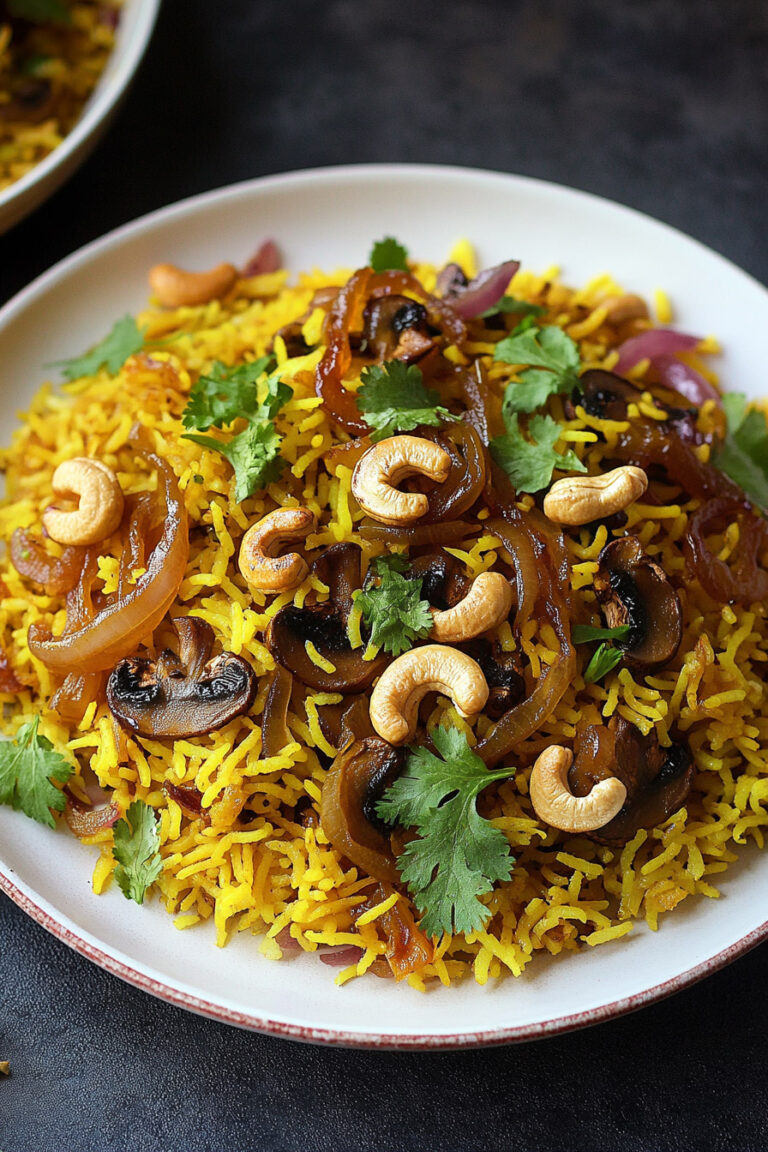 South Indian Mushroom Biryani | Spicy & Flavorful Rice Dish